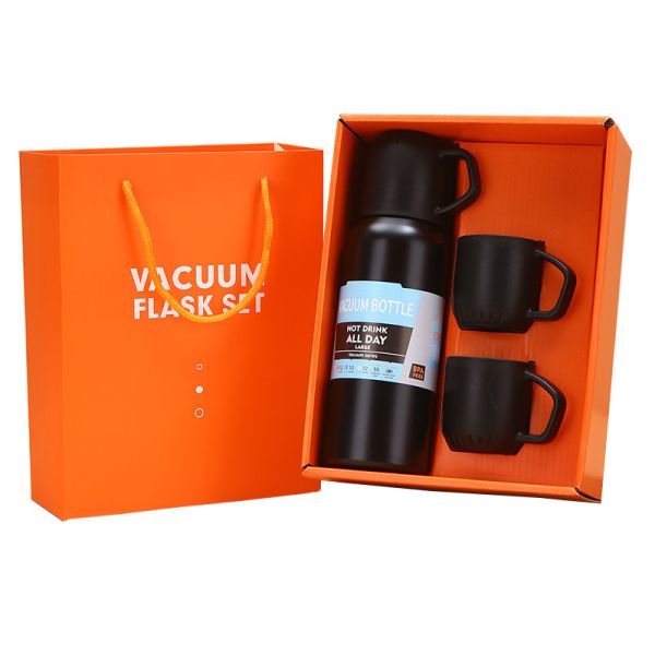 Quality 304 Stainless Steel Vacuum Insulated Bottle Set for Business Gift Box 3 Lids Included for sale
