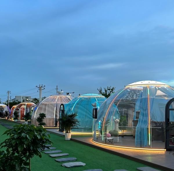 Quality Luxury Outdoor Transparent Inflatable Bubble Lodge for Camping and Hotel Tent Comfortable House Dome Design for sale