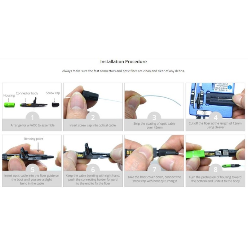 Sc APC Singlemode Pre-Polished Ferrule Field Assembly FTTH Fiber Optic Fast Connector Equipment for Fiber Optic Sensors