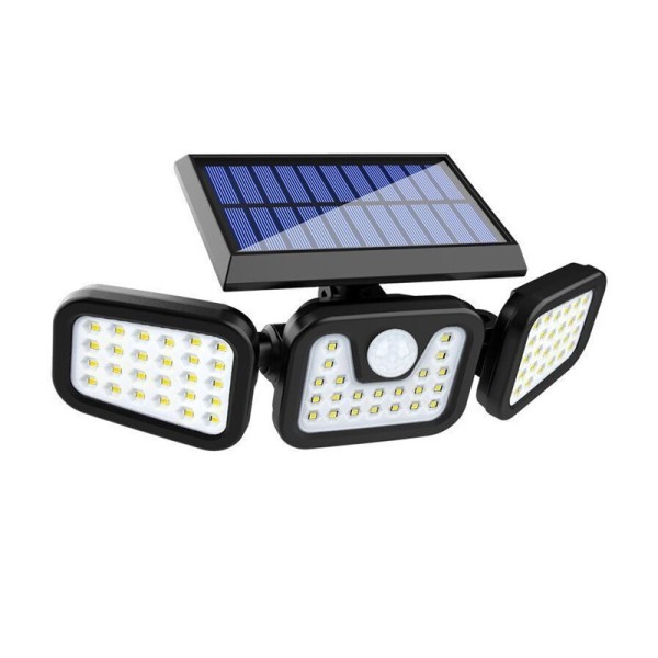 Quality Solar Powered Motion Sensor Three Heads Led Flood Light 2000MA for sale