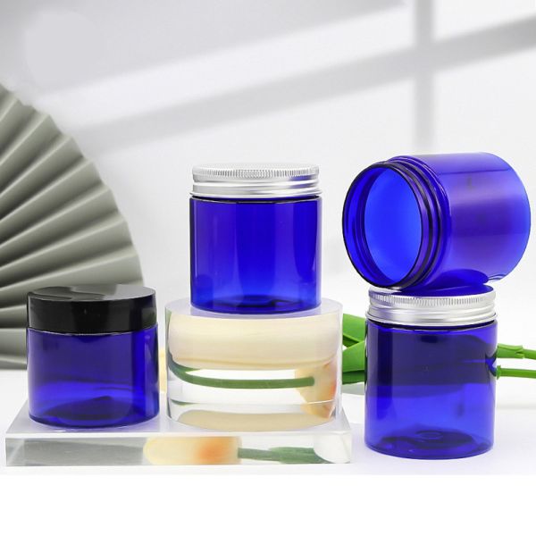 Quality 50ml Plastic PET Jar Empty Purple Cosmetic Face Cream Jar With White Lids for sale