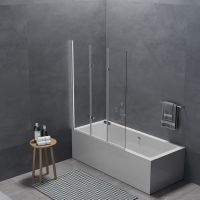 Quality Three Piece Glass Foldable Hinges Acrylic Bathtub Screen Shower Cabin Polished for sale