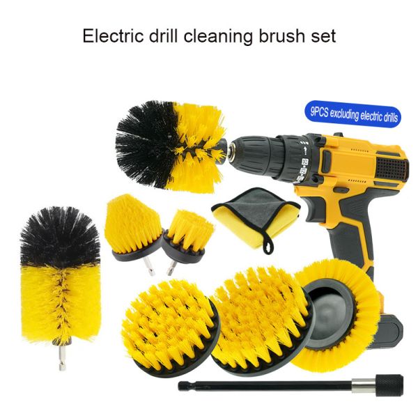 Quality 9 Pcs Car Wheel Cleaner Drill Power Scrubber Brush Set Car Cleaning for sale