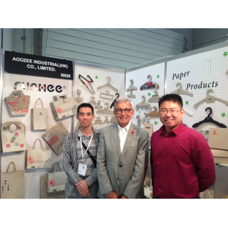 Product display at industry event showcasing our hangers
