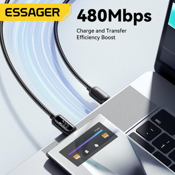 Quality ESSAGER ES-X57 Series 60W 100W USB C Fast Charging Cable Type C for sale