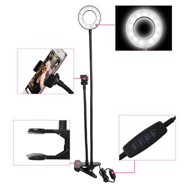 Quality Usb Power 5V Desktop Selfie Ring Light , Makeup Ring Light With Phone Holder for sale