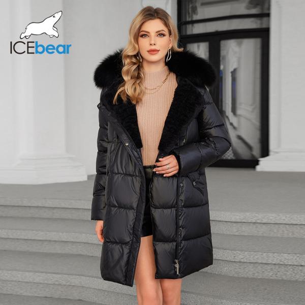 Quality Luxurious Real Fox Fur Collar Mid Length Down / Cotton Jacket With Oblique Placket Design Showcasing Unique Elegance for sale