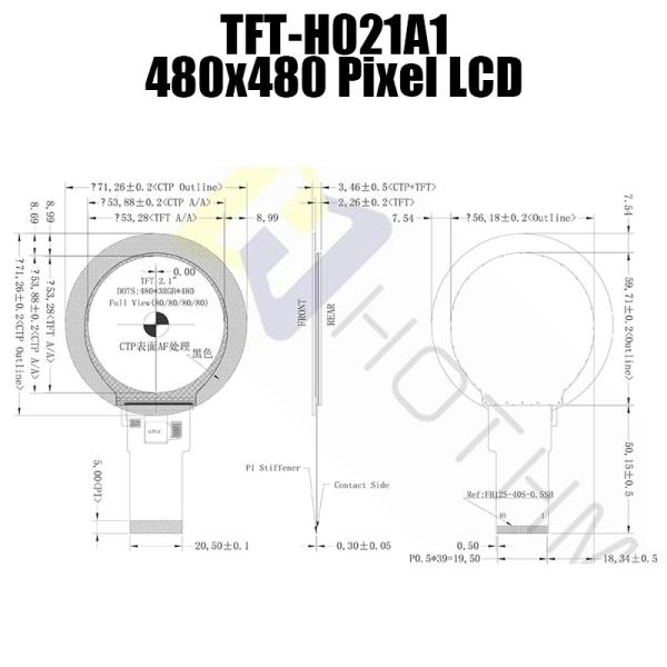 Quality 2.1 Inch Round TFT LCD Display With Capacitive Touchscreen for sale