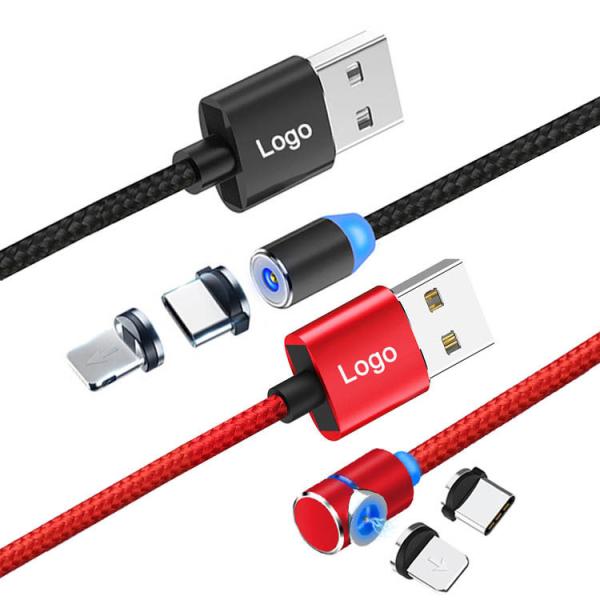 Quality USB 2.0 Charging Cable With LED Magnetic 3 In 1 Nylon Braided 3.5A for sale