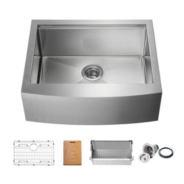 Quality 16G T304 Handmade Stainless Steel Farmhouse Sink For Kitchen for sale