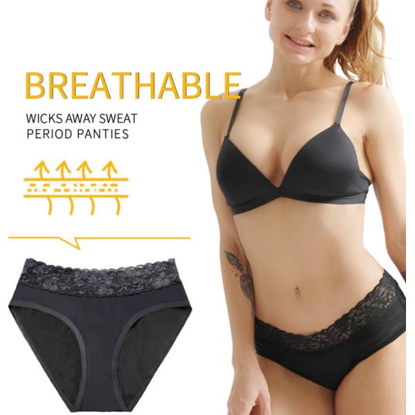 Quality 3xl 4x 5x Lace Period Panties Plus Size Sexy Mid Waist Absorbency 4 Layer Reusable for sale