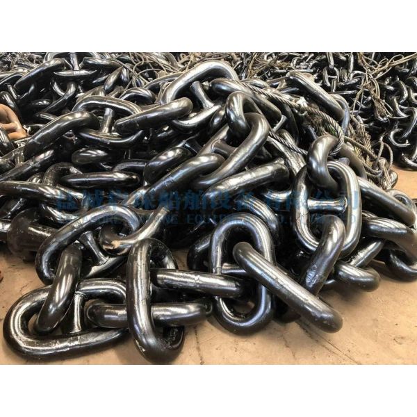 Quality U2 28mm 32mm 48mm Black Galvanizied Steel Studlink Anchor Chain for Marine Buoy for sale