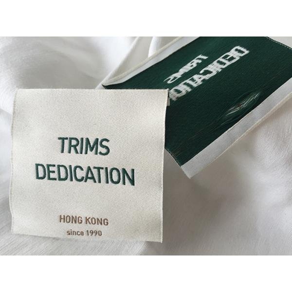 Quality Cotton Thread Brocade Woven Clothing Labels Beige Background High Density for sale