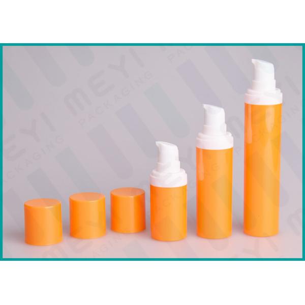 Quality Orange PP Airless 15ml 50ml 30ml Pump Bottle Cylinder Shape For Cosmetics for sale