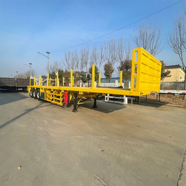 Quality Max Payload 40T 4 Axles Flatbed Semi Trailer for 20/40Ft Containers 13750*2550 for sale