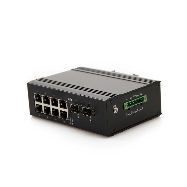 Quality 2 Gigabit Fiber Ports Industrial Ethernet Switch , Poe Fiber Switch 8 10 / 100 / 1000m Rj45 Ports for sale