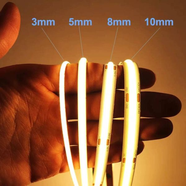 Quality Cutting Flexible Cob Led Strip 3mm 5mm 90 Ra Single Color Linear Light for sale