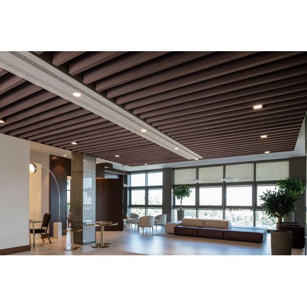 Quality 2/2/0.5mm Wooden Microperforated Acoustic Baffle Ceiling Tile Torsion Spring Panelized for sale