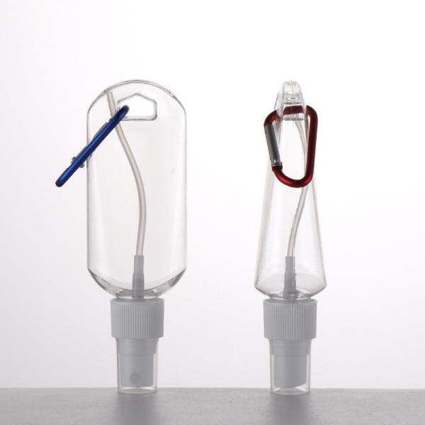 Quality 60ml 50ml Alcohol Keychain Spray Bottles Empty Heart Hook PET for sale