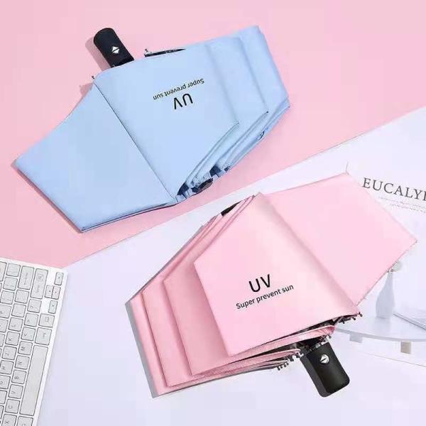Quality 190T Nylon Fabric Three Fold Thick Vinyl Automatic Sunblock Umbrella for Child for sale