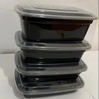 Quality Black 1000ml Microwavable Disposable PP Plastic Food Container for sale