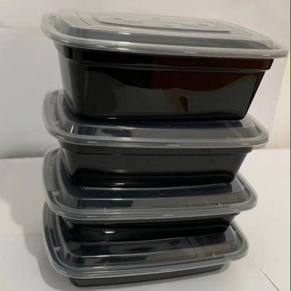 Quality Black 1000ml Microwavable Disposable PP Plastic Food Container for sale