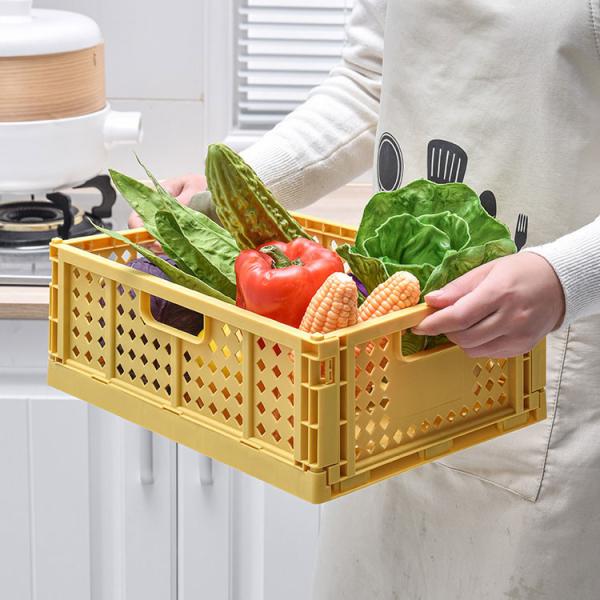 Quality Odorless Collapsible Plastic Storage Crate , Drainable Foldable Plastic Basket for sale