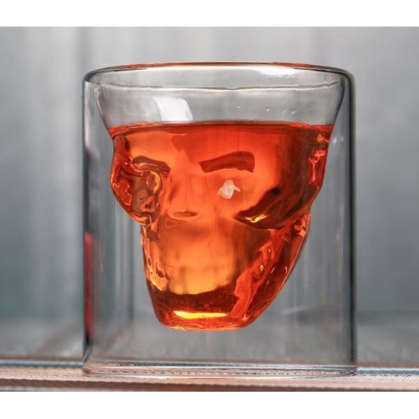 Quality Skull Shaped Double Wall 2.5oz Old Fashioned Whiskey Tumbler for sale