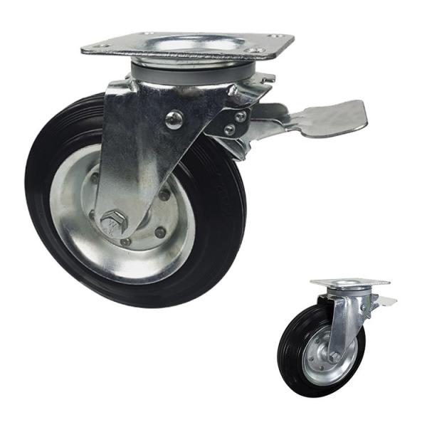 Quality 150kg Loading Black Rubber Casters for sale