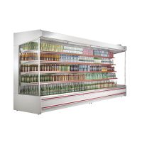 Quality White / Red Upright Open Chiller Supermarket Showcase With Big Capacity For Store for sale