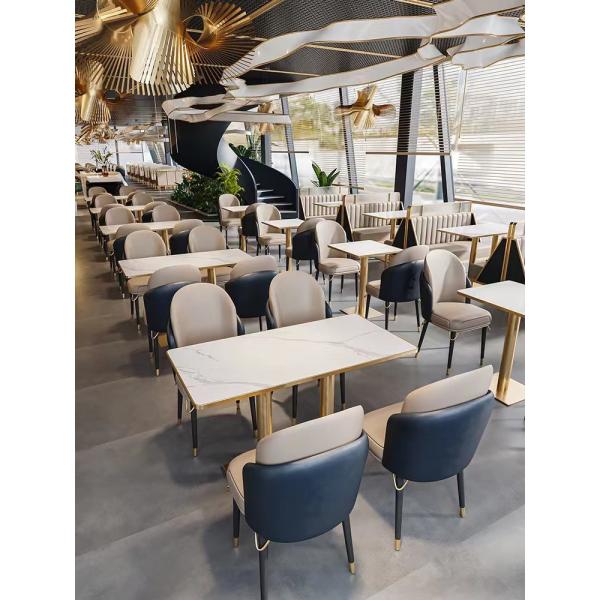 Quality Luxury Restaurant Booth Seating Combination Leather Metal Marble Table for sale