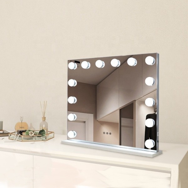 Quality Aluminum Large Hollywood Vanity Mirror Rectangle Makeup Mirror With Lights for sale