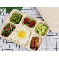 Quality FDA 6 Compartment Degradable Tableware Wheat Straw Disposable Lunch Box for sale