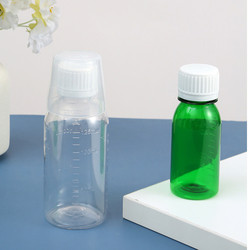 Quality Clear Pill Bottle PET Vitamin Liquid Boston Plastic Bottle With CRC Cap And Cup for sale