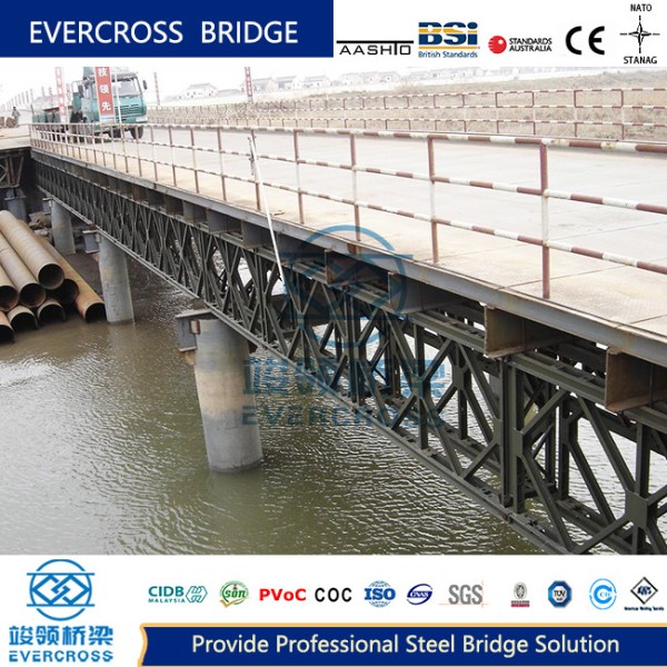 Quality HD200 Steel Bailey Bridge Double Rows Single Layer Reinforced DSR Double Lanes for sale