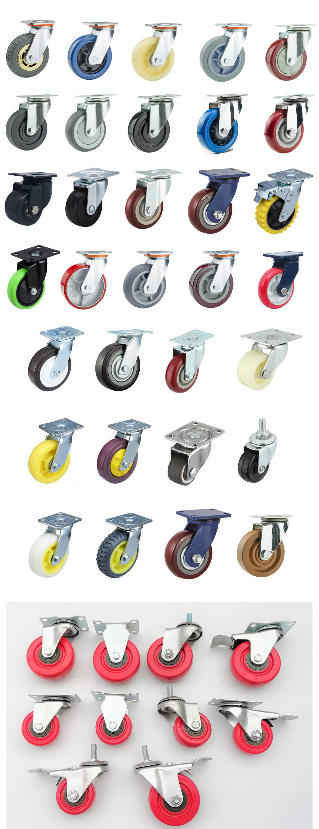 3 Inch Orange Casters Wheels with Brake 2.5 4 Inch Industrial Swivel Caster