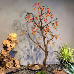 Quality 120cm Artificial Persimmon Tree Real Look Natural Wood Trunk Plant for sale