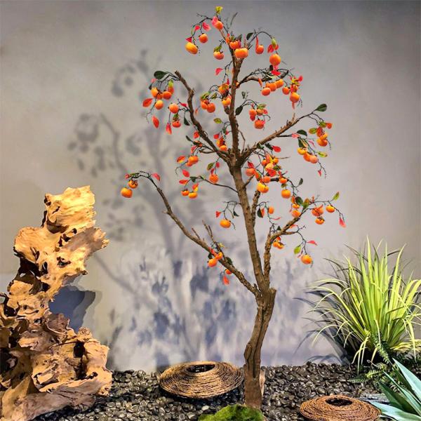 Quality 120cm Artificial Persimmon Tree Real Look Natural Wood Trunk Plant for sale