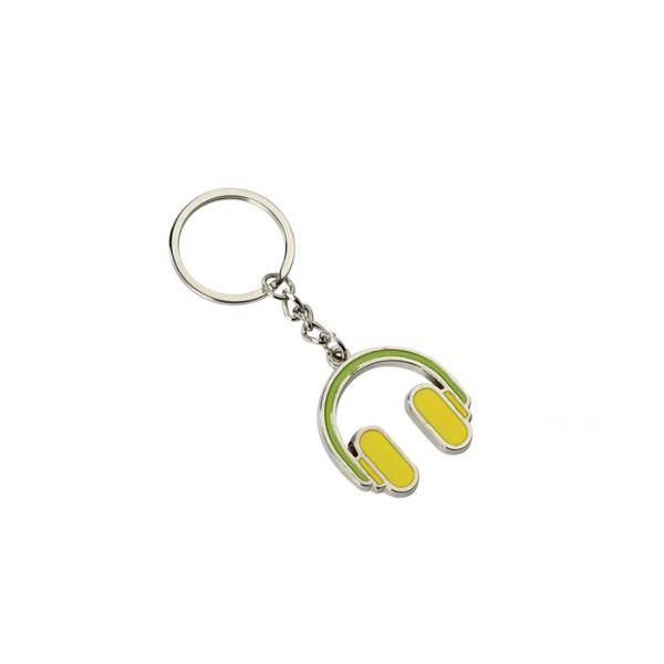 Quality Pink Headphone Iron Enamel Key Chains Mini Advertising Gift Keyring for sale