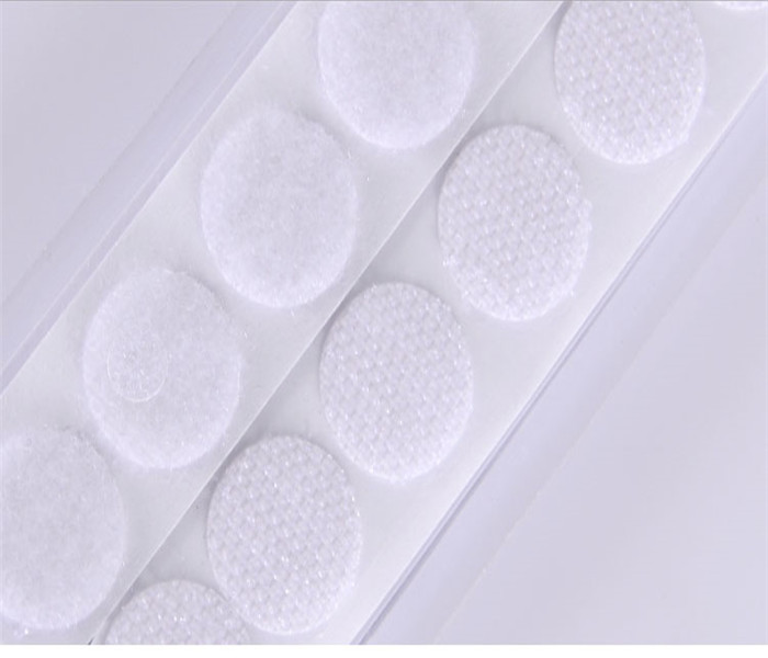 70% nylon 30% polyester self adhesive hook and loop tape in dots, square,and coins shape and other special shape for market
