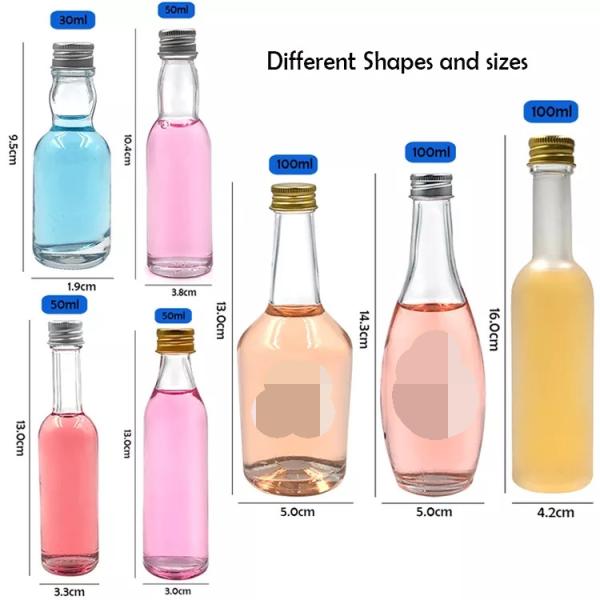 Quality Body Material Glass 30ml 40ml 50ml 100ml Mini Bottle for Beverage Juice Wine for sale