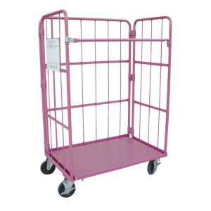 Quality Metallic Folding Roll Cage Trolley Bright Electro Zinc Plated Finish for sale