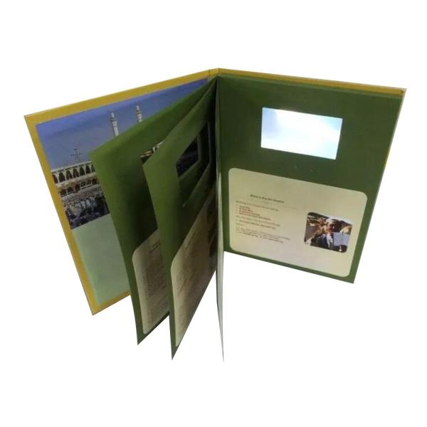 Quality Fully customizable4.3'' LCD screen video brochure card multi-page video book/booklet led light control video card for sale