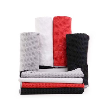 Quality custom woven pattern embroidered transfer print golf towel for golf waffle super for sale