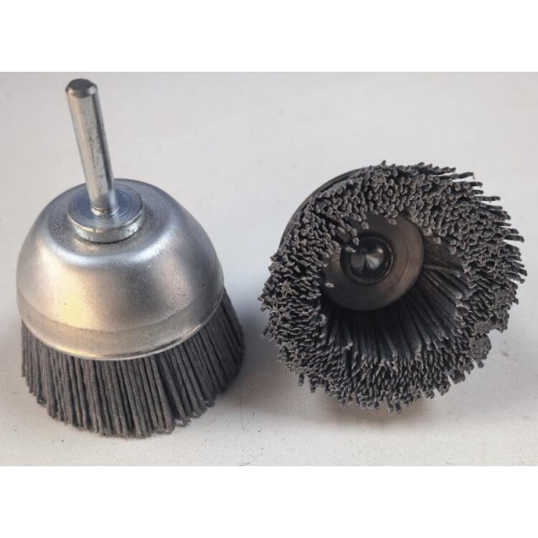 Quality 65mm Diameter Nylon Filament Abrasive Cup Brush With Shank Applied for Deburring for sale