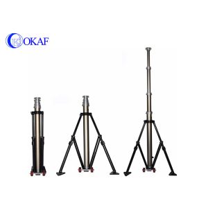 Quality Mobile Telescopic Mast Pole , Portable Antenna Mast Tripod With Wheels for sale