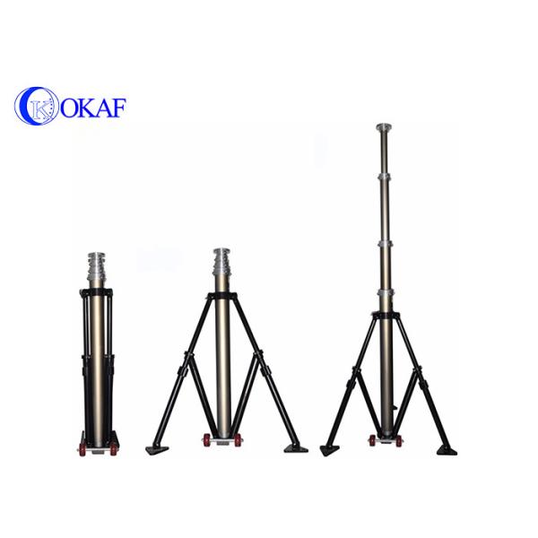 Quality Mobile Telescopic Mast Pole , Portable Antenna Mast Tripod With Wheels for sale