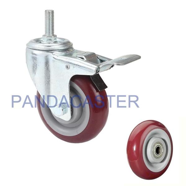 Quality Durable Medium Duty Casters 220Lbs 100mm Braked Castors for sale