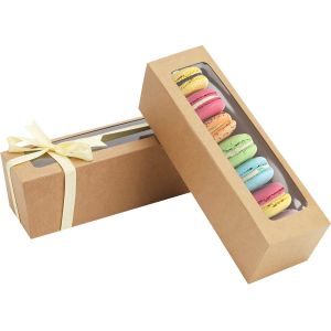 Quality 25 Pack Macaron Selection Box With Clear Window Ribbon 6 Macaron for sale
