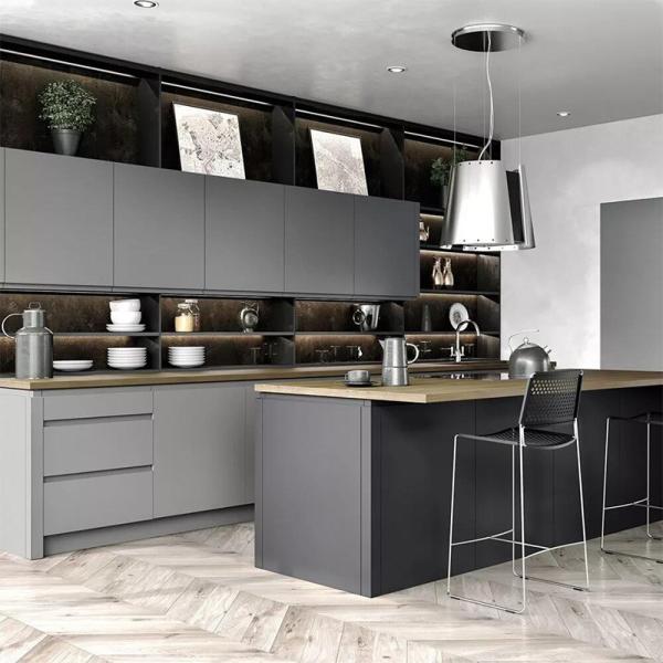 Quality Modular Kitchen Cabinets Customized with Matte Finish and Quartz Stone for sale